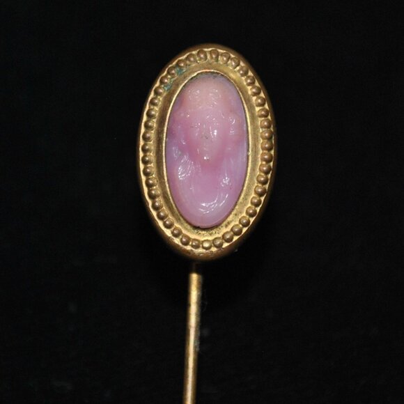 Jewelry | Antique Pink Glass Cameo Stick Cravat Pin | Poshmark